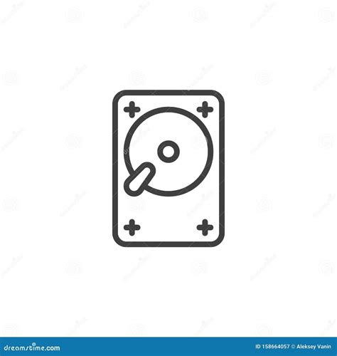 Hard Disk Storage Line Icon Stock Vector Illustration Of Graphics Hardware 158664057