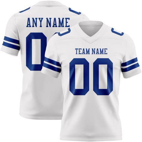 Custom White Football Jersey Royal Mesh Authentic Fansidea