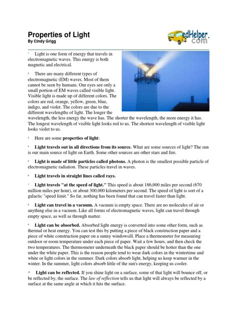 Free Properties Of Light Worksheet Download Free Properties Of Light Worksheet Png Images Free