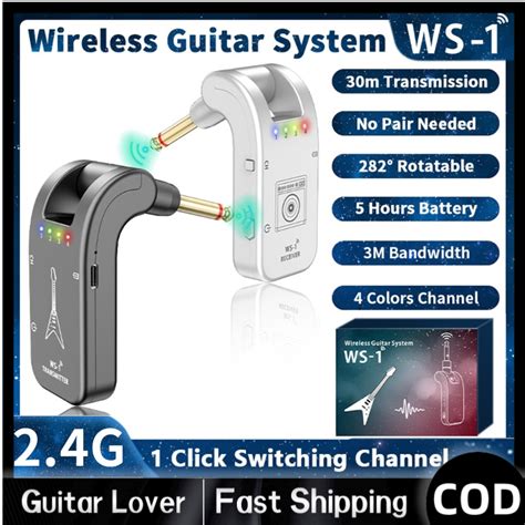 [local] Ws 1 2 4ghz Wireless Guitar System Rechargeable Audio Transmitter And Receiver 4