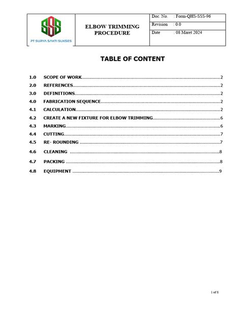 Trimming Elbow Procedure For Lotte Rev 01 Pdf Grinding Abrasive
