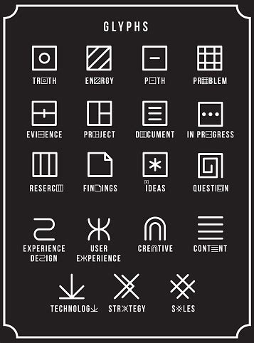 Glyphs Icon Set Symbolic Sign Geometric Design Element Stock