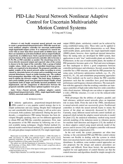 Pdf Pid Like Neural Network Nonlinear Adaptive Control For Uncertain