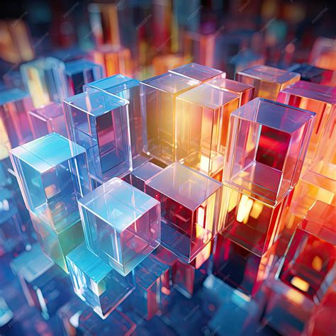 Premium Photo Holographic 3d Geometric Array