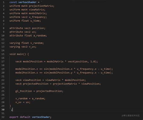 three js引入glsl文件并高亮显示代码同一个js文件中引入glsl 在three js中自己写shader语言的 掘金