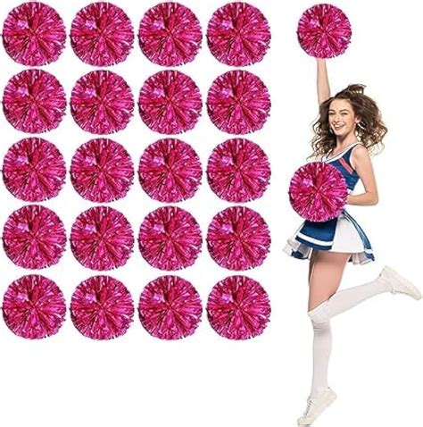 Pink Pom Pom 20 Pack School Spirit Shakers Bulk Cheerleader Pom Poms