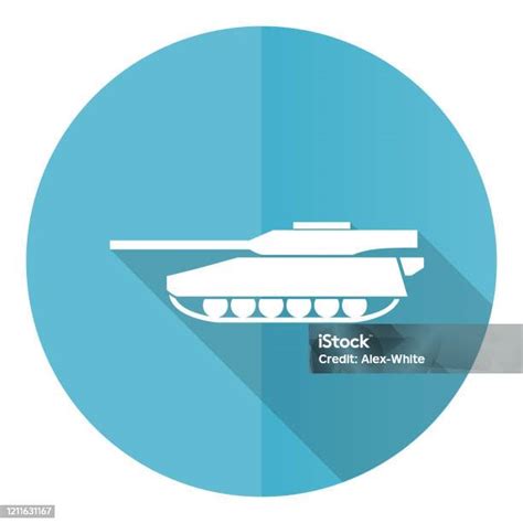 탱크 블루 둥근 평면 디자인 벡터 아이콘 흰색 배경 육군 군사 전쟁 차량 삽화 에 격리 Eps 10 격투기에 대한 스톡 벡터 아트 및 기타 이미지 Istock