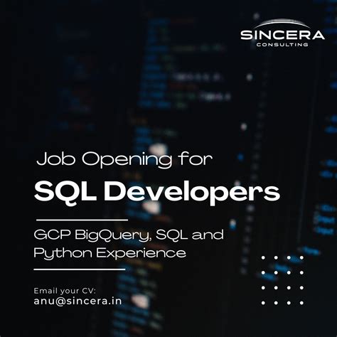 Sincera Consulting On Linkedin Jobopening Sql Sqldeveloper Sqljobs
