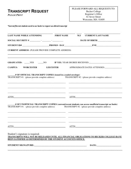 22 College Transcript Request Form Template Free To Edit Download And Print Cocodoc