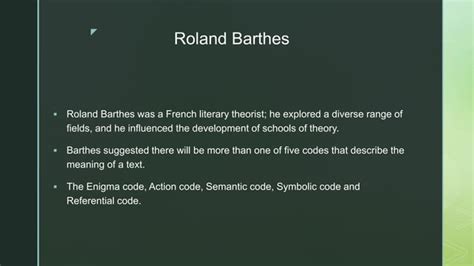 The Roland Barthes Theory Ppt