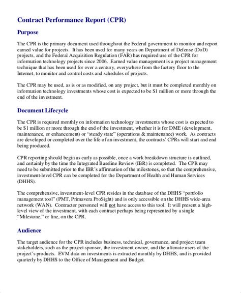 Contract Performance Report Template