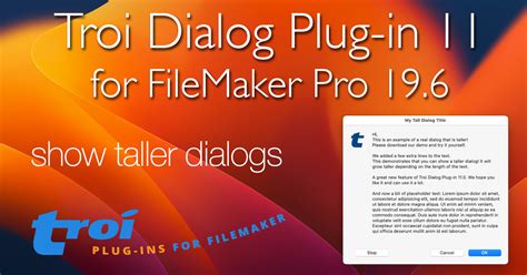 Pr Troi Dialog Plug In 11 For Filemaker 196 Show Taller Dialogs