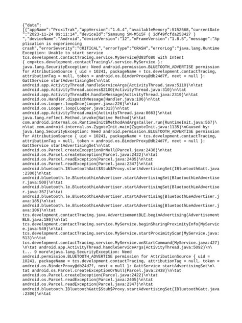 Proxitrak Errorreport Pdf Android Operating System Java