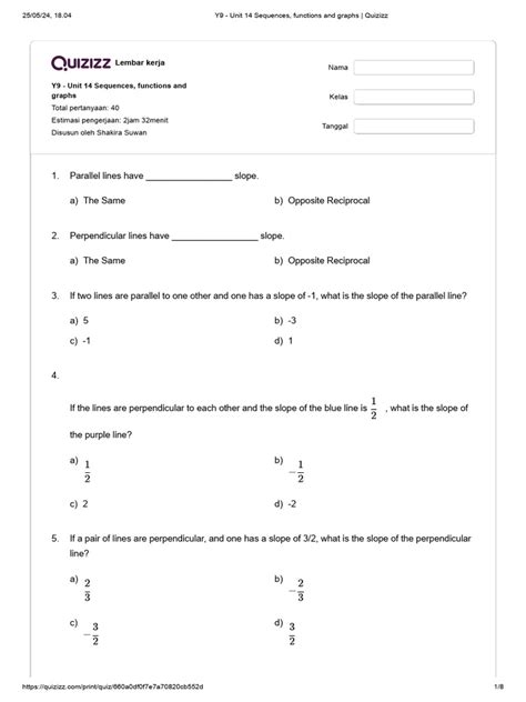 Y9 Unit 14 Sequences Functions And Graphs Quizizz Pdf