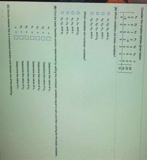 Solved Consider The Simplex Tableau Given Below A Which Chegg Com