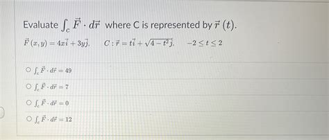 Solved Evaluate CFdr Where C Is Represented By R T Chegg