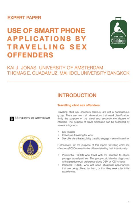 Expert Paper Use Of Smartphone Applications By Travelling Sex Offenders ECPAT