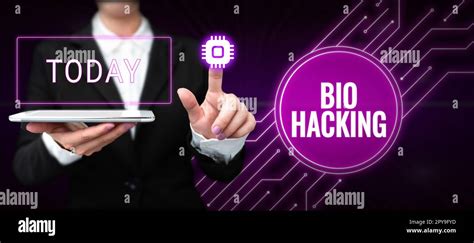 Writing Displaying Text Bio Hacking Business Concept Exploiting Genetic Material Experimentally