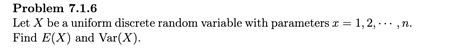 Solved Problem 716 Let X Be A Uniform Discrete Random