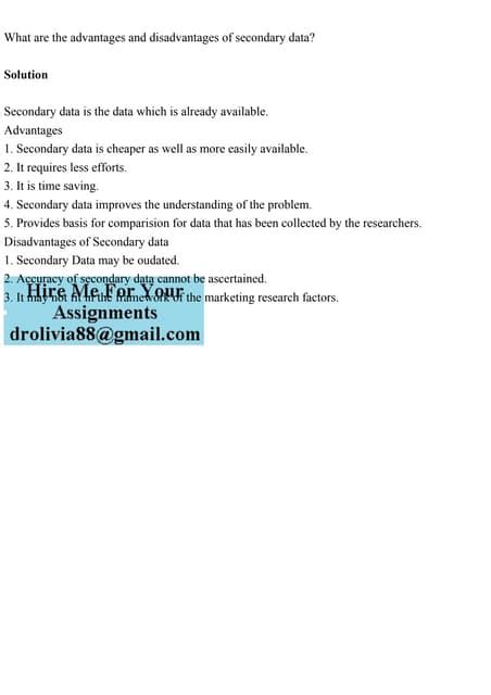 What Are The Advantages And Disadvantages Of Secondary Datasolu Pdf