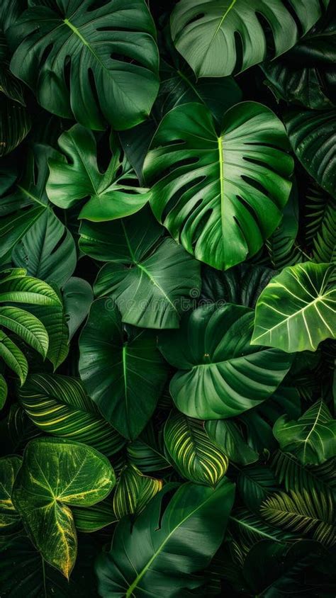 A Dense Arrangement Of Vibrant Green Leaves Creating A Chaotic Yet