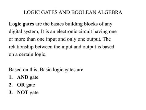 Lecture 03 Logic Gate And Boolean Algebra Pdf