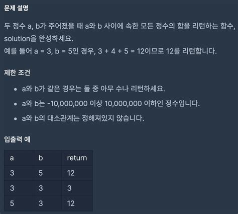 [프로그래머스] [lv1] 두 정수 사이의 합 wang s blog