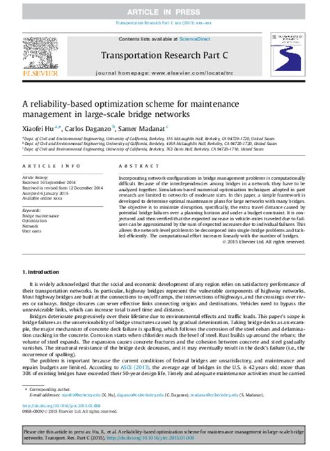 Pdf A Reliability Based Optimization Scheme For Maintenance Management In Large Scale Bridge