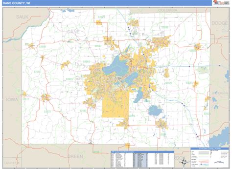 Dane County Wisconsin Zip Code Wall Map Map