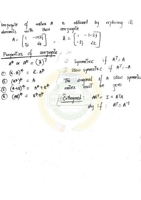 Solution Basic Linear Algebra Matrix Concepts Handwritten Notes