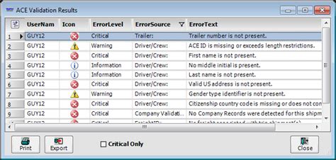 Validating ACE Messages TMW EManifest