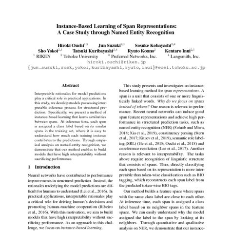 Instance Based Learning Of Span Representations A Case Study Through