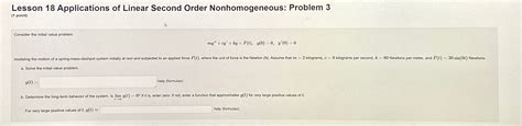 Solved Lesson 18 ﻿applications Of Linear Second Order