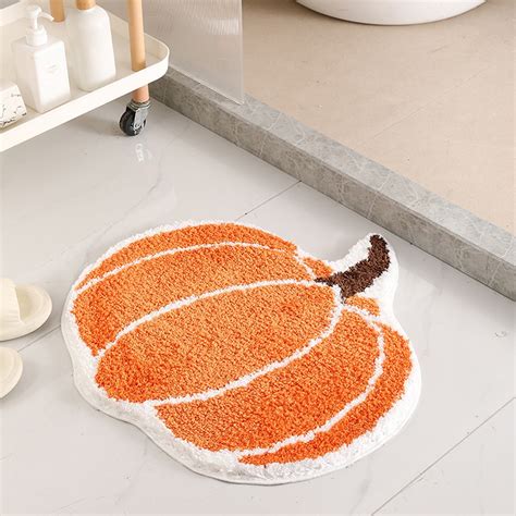 Kerinecc Fall Pumpkin Bath Mat Water Absorbent Bathroom Rug Non Slip