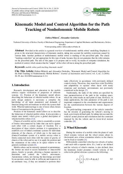 Pdf Kinematic Model And Control Algorithm For The Path Tracking Of