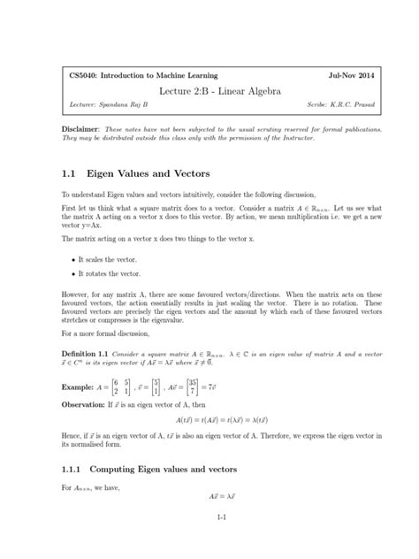 Linear Algebra And Singular Value Decomposition Pdf Eigenvalues And Eigenvectors Matrix
