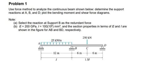 solved problem 1 use force method to analyze the continuous