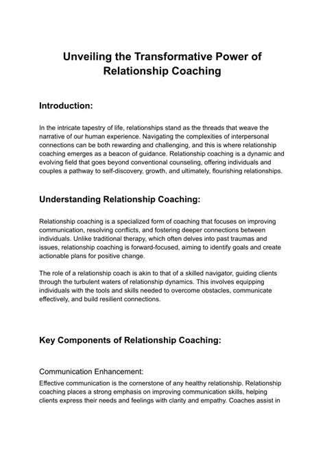 Ppt Unveiling The Transformative Power Of Relationship Coaching