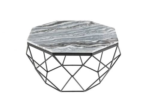 Table Basse Design Marbre Gris Blanc