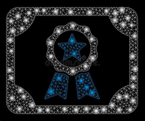 glowing mesh 2d certificate with flash spots stock vector