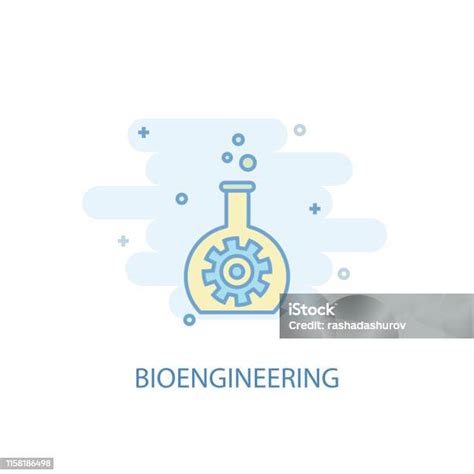 생명 공학 라인 개념 간단한 선 아이콘 컬러 일러스트 생물 공학 기호 평면 디자인입니다 Ui Ux에 사용할 수 있습니다 0명에