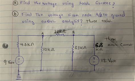 solved a ﻿find the voltage using mesh current b ﻿find