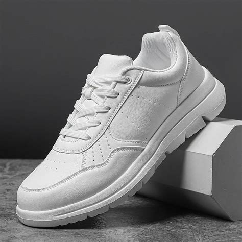 Men Sport Shoes White Sneakers Trend Running White Shoes Italian