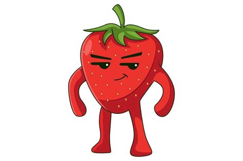 귀여운 딸기 캐릭터 디자인 일러스트 프리미엄 벡터
