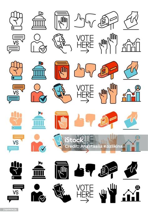 선거 세트 아이콘입니다 후보자 투표 달력 캠페인 연설 투표 투표함 Id 카드 유권자 선거 그래프 차트 토론 정치 집회 유권자 등록 후보자 연설 투표율 그래프에 대한 스톡