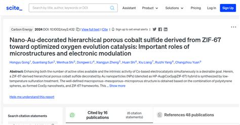 Nano‐au‐decorated Hierarchical Porous Cobalt Sulfide Derived From Zif