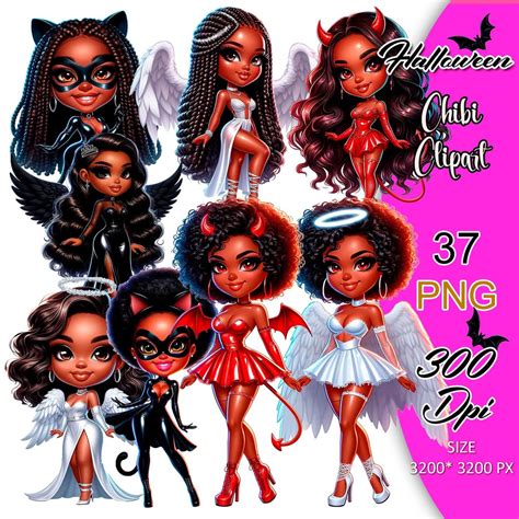 Halloween Chibi Girls Clipart Cute Halloween Chibi Dolls Halloween