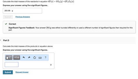 solved calculate the total masses of the reactants in