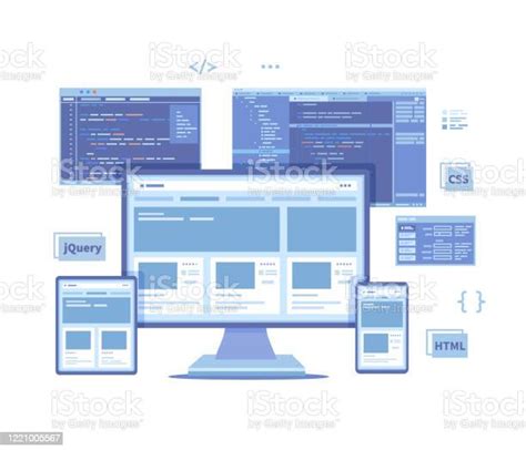 프런트 엔드 개발 사이트 레이아웃 만들기 템플릿 모니터 화면 태블릿 전화 Html Css Js 프로그래밍 코드에 웹 사이트 Ui