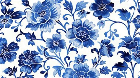 Premium Photo Patterns Of Chinese Flowers And Blue And White